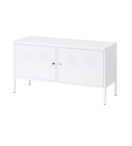 Meuble De Rangement Bas Metal Blanc - BOBAZAR Deauville : Location de ...
